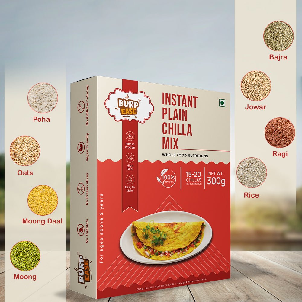 Multi Grain Plain Chilla Mix - 300 Gm | The Burpease