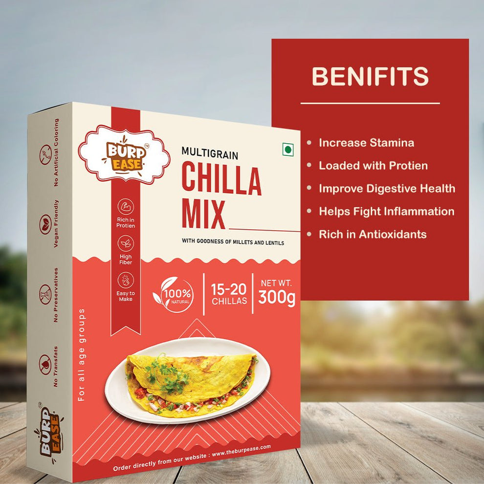 Multi Grain Plain Chilla Mix - 300 Gm | The Burpease