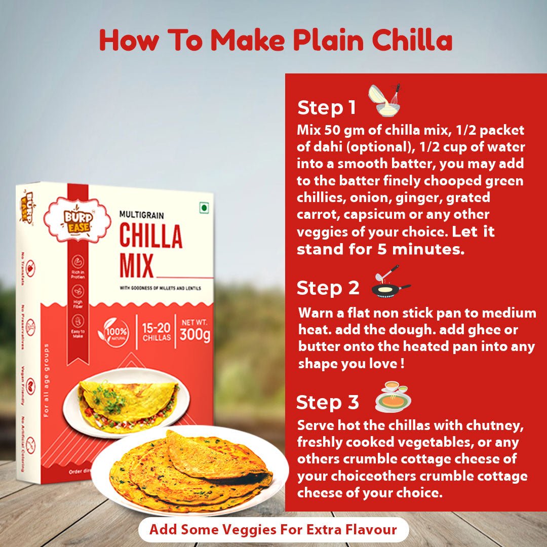 Multi Grain Plain Chilla Mix - 300 Gm | The Burpease
